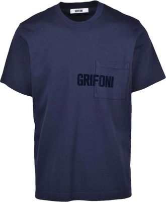 Mauro Grifoni Homme, Tops, Bleu, Taille: S Cotton T-shirt
