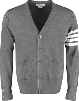Thom Browne Homme, Pulls, Gris, Taille: M Cardigan en laine mérinos