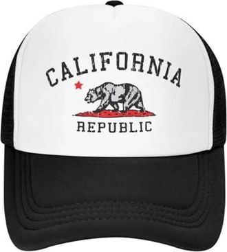 Generic Casquette Trucker Unisexe Punk personnalis&eacute;e avec Drapeau de la R&eacute;publique Californie Casquette Baseball Ajustable pour Adultes Hommes et Femmes Prote