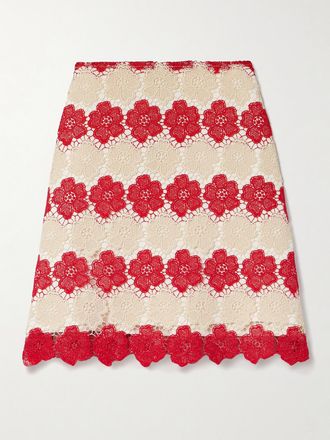 Miguelina Mini-jupe En Dentelle Guipure Koa - Rouge