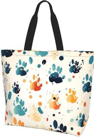 Generic Empreintes De Pattes Sac Fourre Tout L&eacute;ger Tote Bag Grand Sac Fourre-Tout Pour Travail Voyage Universit&eacute;