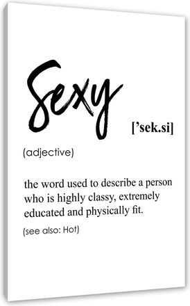 Pixxprint Lexikon Sprüche - Sexy als, Größe: 80x60cm, Leinwandbild, fertig gespannt, Wandbild, Dekoration, Kunstdruck, kein Poster