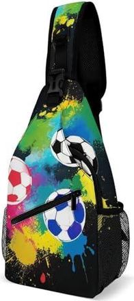 Generic Sacoche Homme Bandouliere Ballon de football aux &eacute;claboussures de peinture color&eacute;es Multifonction Sac Bandouli&egrave;re Durable Sac Poitrine pour Homme &eacute;col