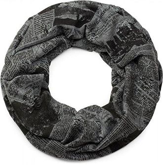 styleBREAKER snood rond avec imprimés journal, style vintage effet usé, écharpe, tissu, unisexe 01017043, couleur:Gris foncé
