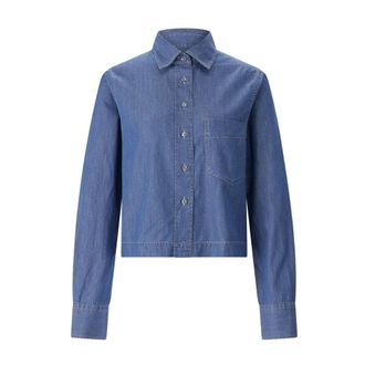 Closed Cropped Jeansbluse - - Blouses & Shirts - Damen - Blau - L