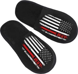 Generic Peluche Pantoufles Drapeau de larm&eacute;e am&eacute;ricaine Confortable Chaussons Homme Classiques Antid&eacute;rapant Chausson Maison Homme Femme L