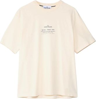 Stone Island Homme, Tops, Beige, Taille: S T-Shirt avec Imprim&eacute;