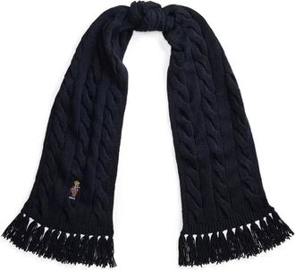 Polo Ralph Lauren &Eacute;charpe en maille torsad&eacute;e Bear - Femme - Accessoires - Bleu - Taille: ONE Size