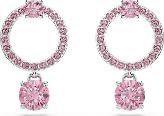Swarovski Attract Drop-Ohrhänger, Rundschliff, Rosa, Rhodiniert