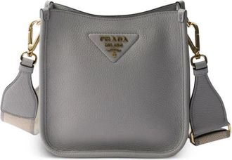 Prada mini sac porté épaule en cuir - Gris