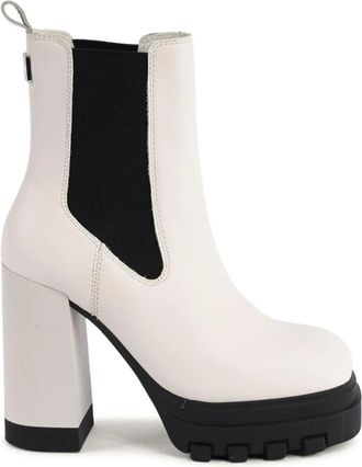 Tommy Hilfiger Wei&szlig;e Leder Chelsea Stiefel Blockabsatz - - Shoes - Damen - Wei&szlig; - 41 EU