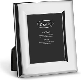Edzard Bilderrahmen Positano für Foto 15 x 20 cm, edel versilbert, anlaufgeschützt, Samtrücken, mit 2 Aufhängern, Fotorahmen zum Stellen oder Hängen