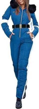 Generic Manteaux dhiver courts pour femmes combinaison de sports de plein air dhiver avec col amovible pour sports de plein air fermeture &eacute;clair combinaison d