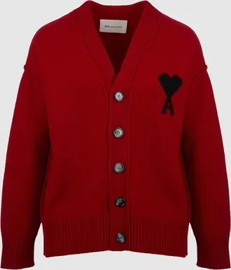 Ami Cardigan Ami De Coeur Rouge Rubis Noir