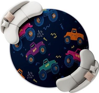 Generic Noir Tapis de Salon Rond 150 cm, Dessin Anim&eacute; Camion V&eacute;hicule Tapis Chambre Antid&eacute;rapant Lavable, Ne Perd Pas Ses Poils Moelleux Moquette pour Chambre
