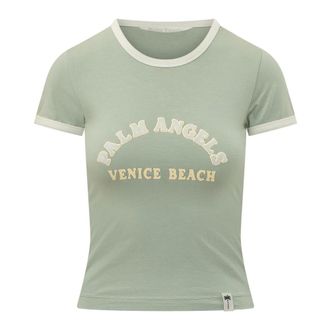 Palm Angels Cali Vibes Slim Tee - - Tops - Damen - Gr&uuml;n - M