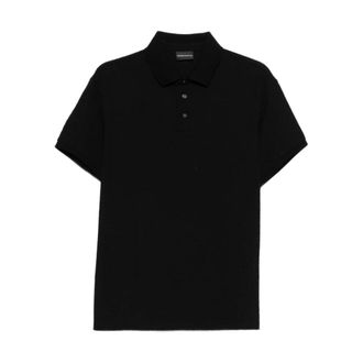 Emporio Armani Polohemd aus Jacquard-Jersey mit Allover-Schriftzug - - Tops - Herren - Schwarzk - L