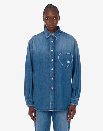 Moschino Blaues Baumwoll-Denim-Hemd - Blau
