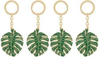BESTONZON Lot de 4 Porte-Cl&eacute;s en Alliage Creux Forme Feuille de Monstera Pendentifs Suspendus L&eacute;gers et R&eacute;sistants &agrave; la Chaleur Accessoires Portables pour Paque