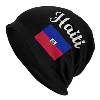 Generic Femme Homme Bonnets De Ski Drapeau DHa&iuml;ti Bonnets Tricot&eacute; Doux Bonnet &Agrave; Revers Chaud Hiver Chapeaux pour Patinage Cyclisme Quotidien