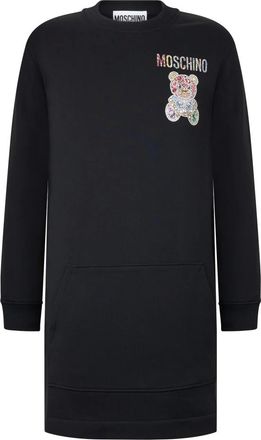 Moschino Femme, Robes, Noir, Taille: 36 FR Robe sweatshirt Moschino avec imprim&eacute; ours en peluche minimaliste