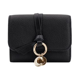 Chlo&eacute; Femme, Accessoires, Noir, Taille: ONE Size Portefeuille en cuir avec monogramme m&eacute;tal