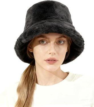 Lina & Lily Chapeau Bob Femme Homme en Fausse Fourrure (Gris Fonc&eacute;)