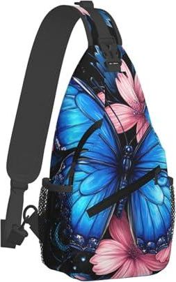 Generic Multifonction Sacoche Tactique Papillon bleu Sling Sac &agrave; Bandouli&egrave;re Mode Sac DEpaule pour Randonn&eacute;e Camping Cyclisme