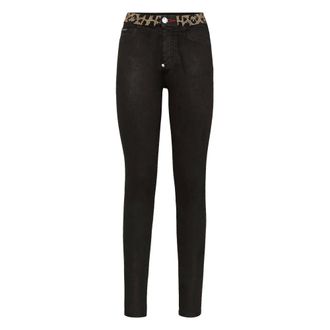 Philipp Plein Femme, Jeans, Noir, Taille: W27 Jean Skinny &agrave; Bordure L&eacute;opard