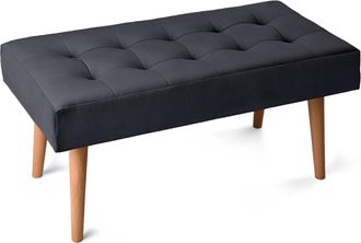 MG Design Polsterbank 45 × 90 cm in Dunkelgrau - stabiles Holzgestell, weich gepolstert, samtig-weiche Oberfläche mit dezentem Schimmer, pflegeleicht - für Wohn