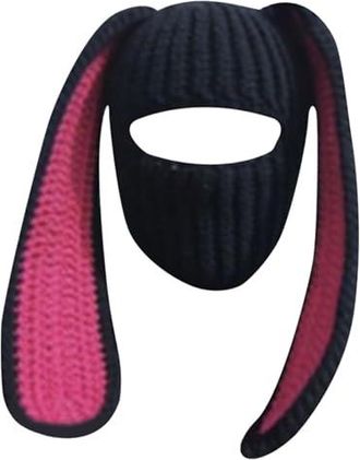 Generic Bonnet Femme Hiver Bonnet Femme Chapeau Femme Hiver Confortable Classique - Bonnet Lapin avec Col Int&eacute;gr&eacute;, Tricot Doux Automne Hiver, Parfait pour D&eacute;t