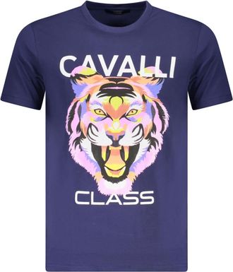 Cavalli Homme, Tops, Bleu, Taille: L T-Shirt &agrave; Manches Courtes