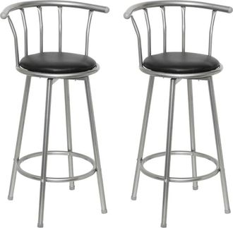 vidaXL Vidaxl - Lot de 2 tabourets de bar hauts noir similicuir - Hauteur dassise 75 cm - Construction en acier robuste - Design ergonomique