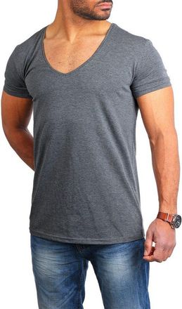 Young & Rich T-Shirt Herren Uni Basic extra tiefer Ausschnitt Unterziehshirt 1315 V-Ausschnitt unifarben kurzarm slim fit