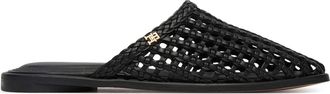 Tommy Hilfiger Pantoletten Tommy Hilfiger Hilfiger Leather Mix Flat Mule FW0FW09280 Schwarz