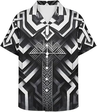 Keephen Viking Tatouage Chemise Hawaiienne Femmes Hommes Nouveaut&eacute; Viking Impression 3D Chemise Boutonn&eacute;e Col &agrave; Revers Chemises Chemisier Haut