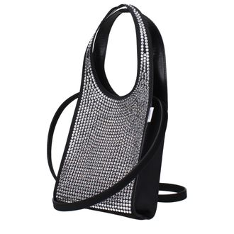 Coperni Womens Rhinestone-Embellished Shoulder Bag Black Fabric With