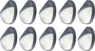 ETC Shop Etc-shop - 10er Set led Solar Außen Garten Lampen Zaun Leuchten IP44 Beleuchtungen rund