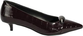 Desa Mocassins pour Femme - Tige en Cuir, Talon Aiguille, Bout Pointu, imprim&eacute; Animal, Respirants | Bordeaux - 38