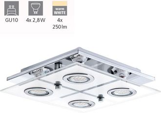 Eglo Plafonnier Cabo 4 spots - Argent