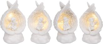 Out of the Blue LED Dekofigur Sitzender Engel, zuf&auml;llige Auswahl aus 4 &auml;hnlichen Motiven, Engelsfigur Putte Dekoengel Engelchen Lichtdeko, Ma&szlig;e (H/B/T): 12 x 7 x 5,5 