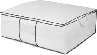 Compactor LIFE Aufbewahrungstasche für Bettdecken 68,5x58,5x25,5 cm - Weiß - Große Tasche mit Reißverschluss für Decken, Kissen, Bettwäsche - Fester Textilbeute