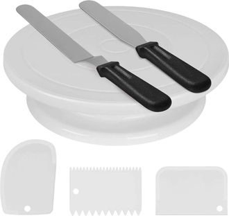 Generico Drehbarer Kuchenst&auml;nder - leiser Drehtisch mit breitem Spatel zum Abdecken - Backwerkzeuge, Kuchenst&auml;nder - f&uuml;r Zuhause, Partys, Meetings, Cupcakes, D