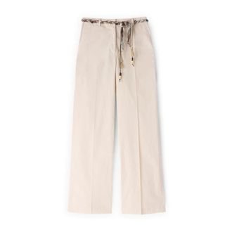 Motivi Palazzo-Hose aus Baumwolle mit G&uuml;rtel - - Trousers - Damen - Beige - XS