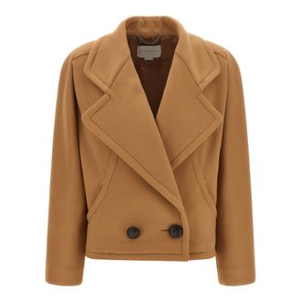 Stella McCartney Manteau Court en Laine Pure - Femme - Manteaux - Beige - Taille: 36 FR