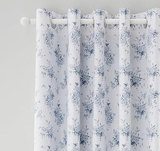 Catherine Lansfield Lucie Ösenvorhänge, Blumenmuster, wendbar, 168 x 228 cm, 2 Paneele, Blau