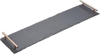 Artes&agrave; Artes&agrave;, Plateau de Service en Ardoise avec Poign&eacute;es en Cuivre, Parfait pour les Repas et les Buffets, 60 X 15 cm, Noir