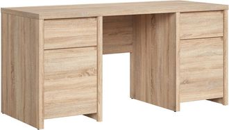 PEGANE Bureau avec 2 portes et 2 tiroirs, coloris ch&ecirc;ne Sonoma - Longueur 160 x Largeur 65 x Hauteur 77 cm