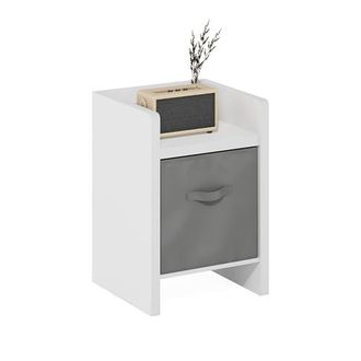 Furinno Viola Beistelltisch, Seitentisch mit Aufbewahrungsboxen, Wei&szlig;/Hellgrau