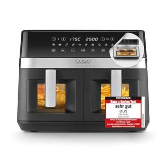 Caso AirFry DuoChef - Hei&szlig;luftfritteuse - 2in1 Air Fryer mit 2 Frittierk&ouml;rben oder als gro&szlig;er Airfry-Ofen nutzbar, 14 Liter, Air Fryer mit 10 Programmen, 5